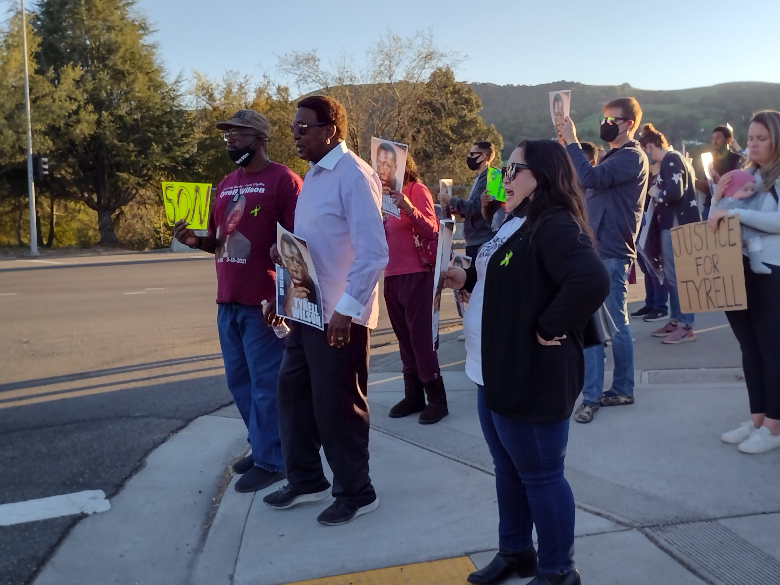 Demonstrators gather with father of Tyrell Wilson on anniversary of ...